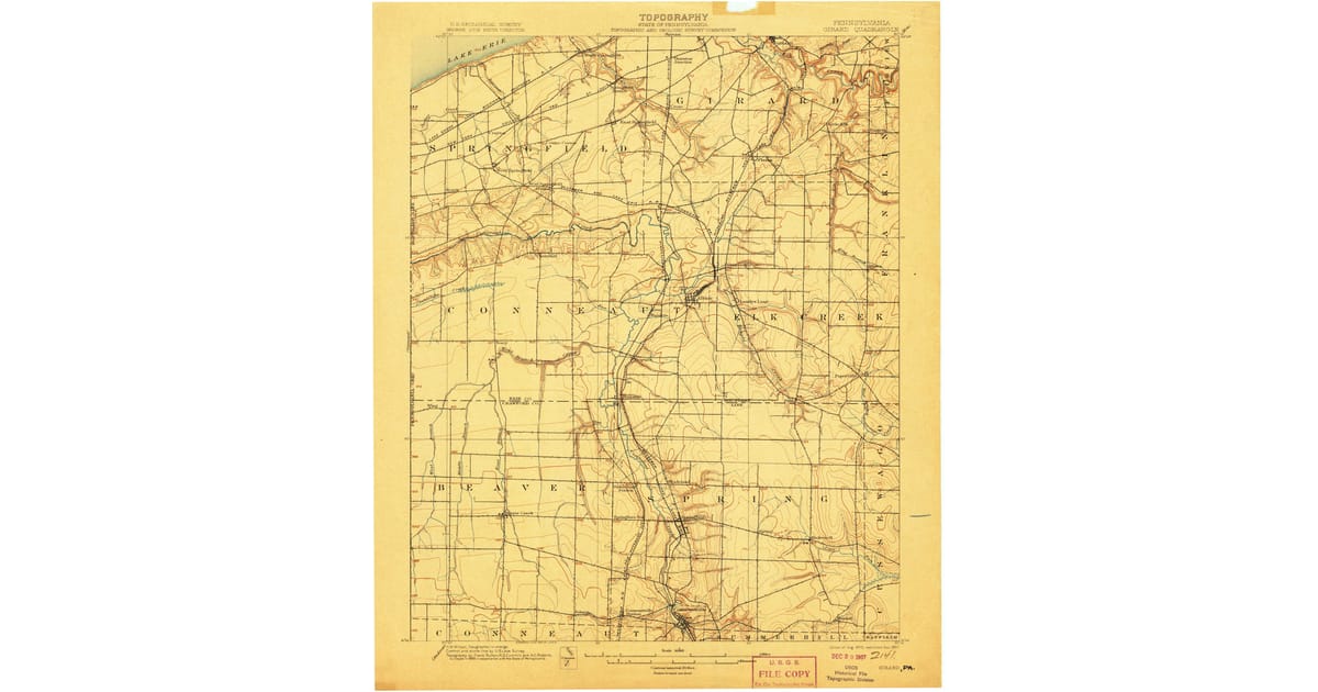 1900 Map of Girard, PA — High-Res, 1907 Print | Pastmaps