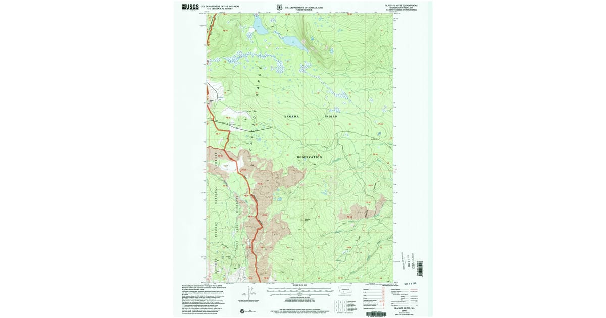 1998 Map of Glaciate Butte, Yakima County, WA — High-Res | Pastmaps