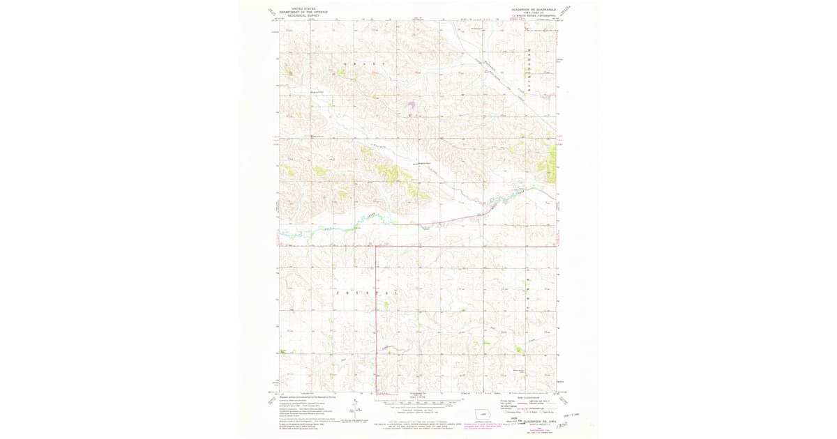 1971 Map of Gladbrook NE, Tama County, IA — High-Res, 1980 Print | Pastmaps