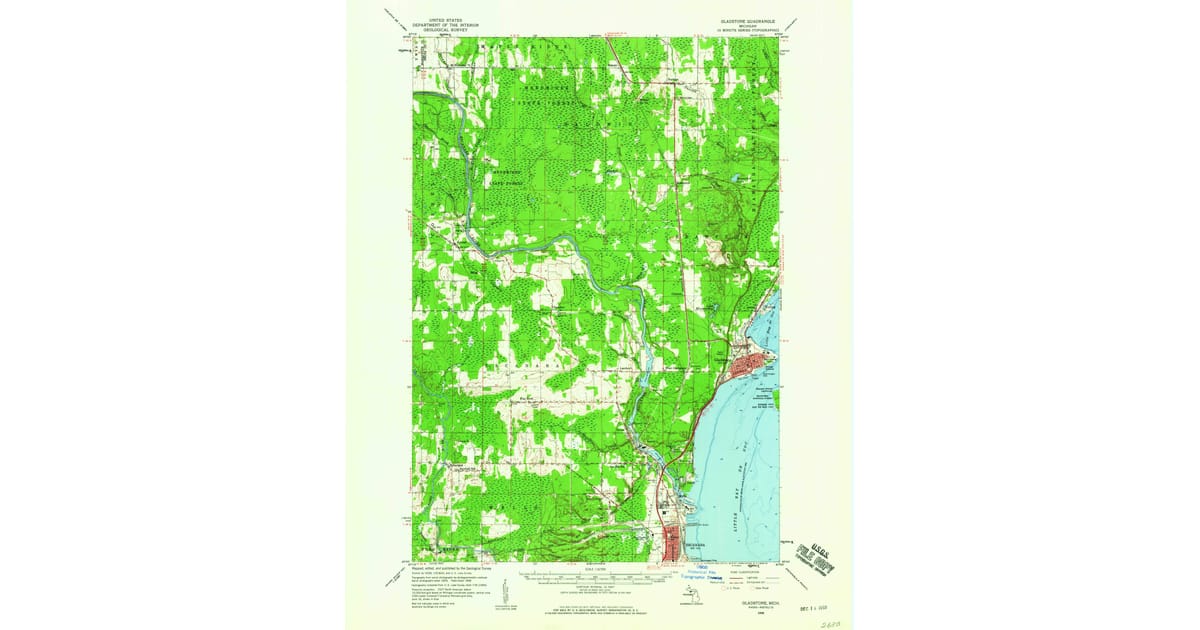 1958 Map of Gladstone, MI — High-Res | Pastmaps
