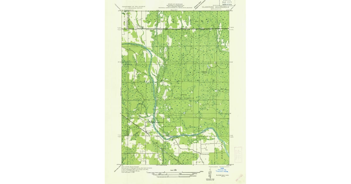 1932 Map of Gladstone NW, Delta County, MI — High-Res | Pastmaps