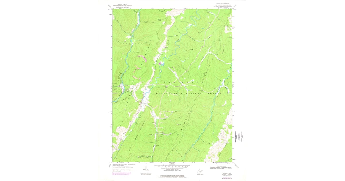 1968 Map of Glady, Randolph County, WV — High-Res, 1977 Print | Pastmaps