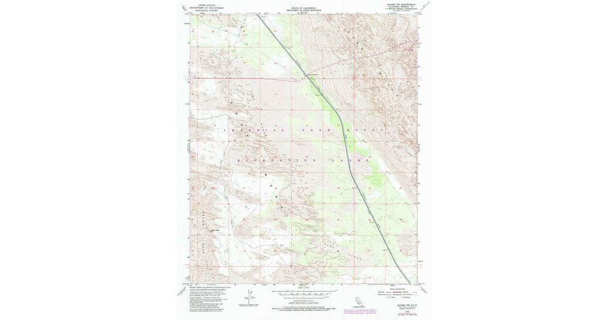 1954 Map of Glamis NW, Imperial County, CA — High-Res, 1979 Print ...