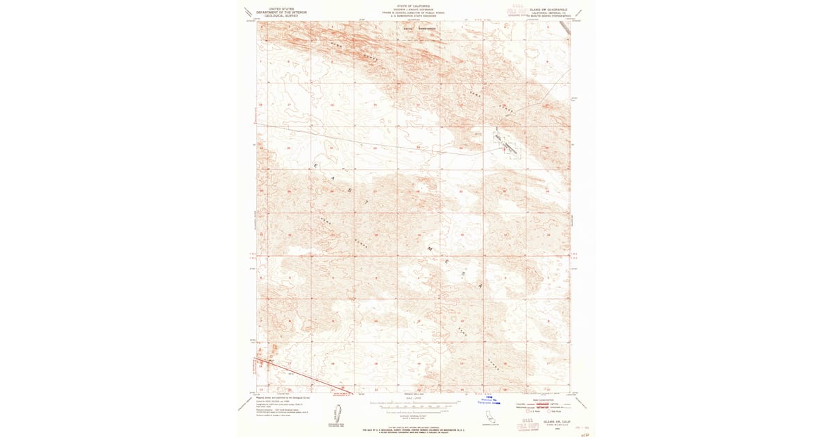 1954 Map of Glamis SW, Imperial County, CA — High-Res | Pastmaps