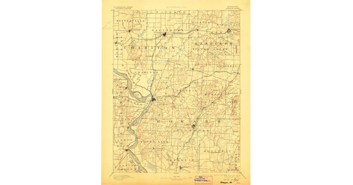 1890 Map of Glasgow, MO — High-Res, 1906 Print | Pastmaps