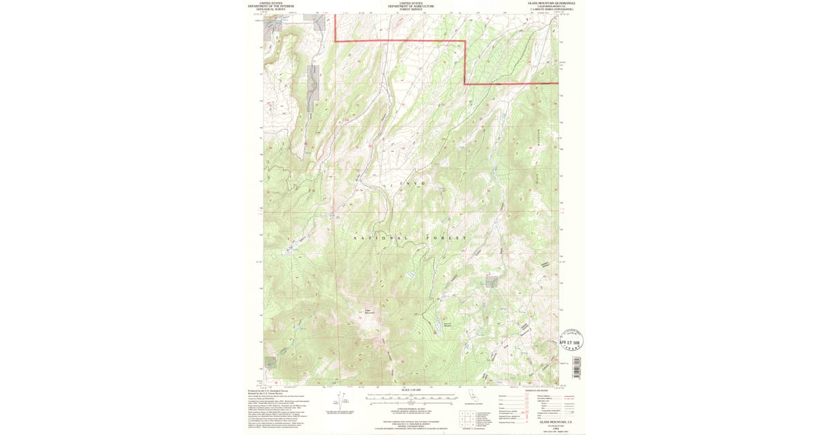 1994 Map of Glass Mountain, Mono County, CA — High-Res, 1997 Print #2 ...