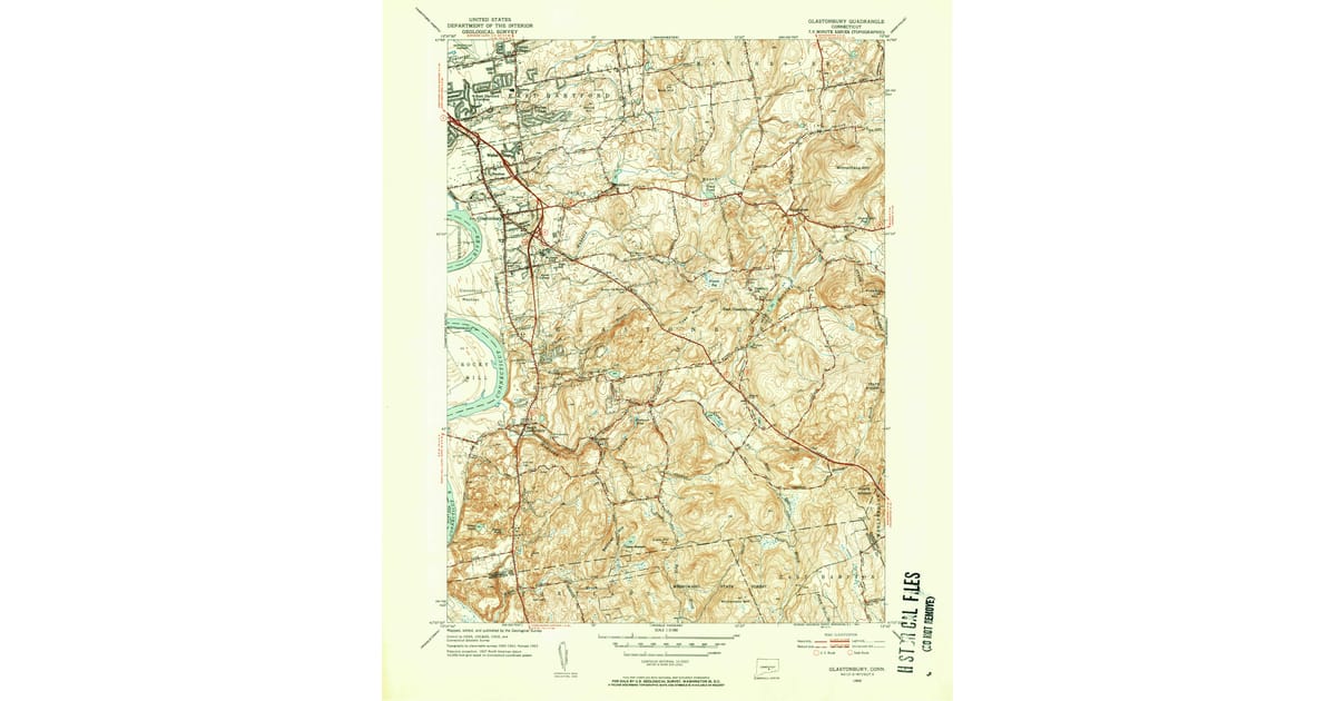 1953 Map of Glastonbury, Hartford County, CT — High-Res | Pastmaps
