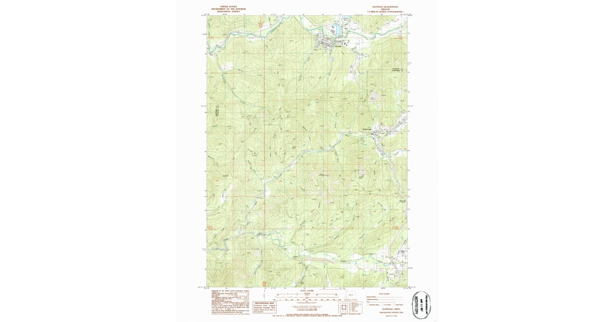 1986 Map of Glendale, OR — High-Res | Pastmaps