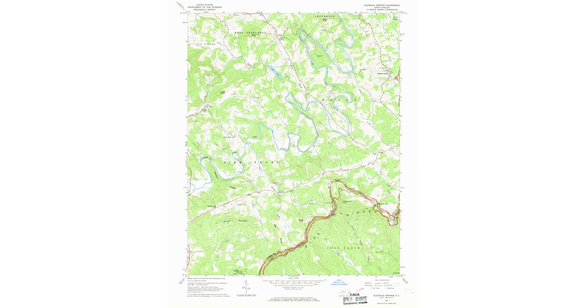 1967 Map of Glendale Springs, Ashe County, NC — High-Res | Pastmaps