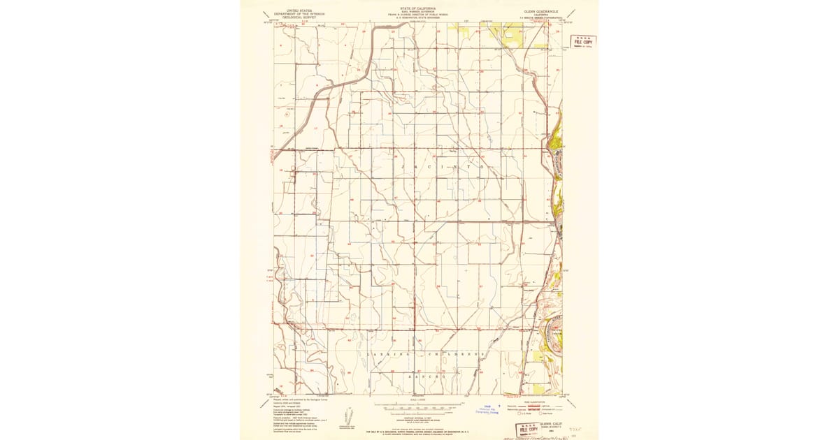 1951 Map of Glenn, Glenn County, CA — High-Res | Pastmaps