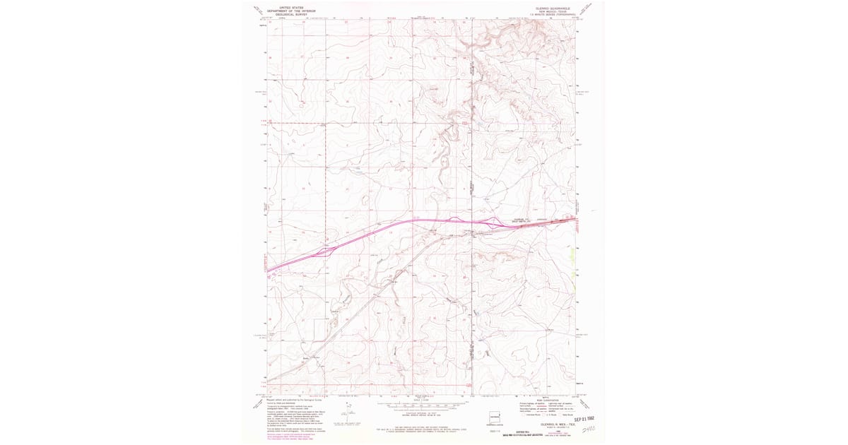 1968 Map of Glenrio, Quay County, NM — High-Res, 1982 Print | Pastmaps