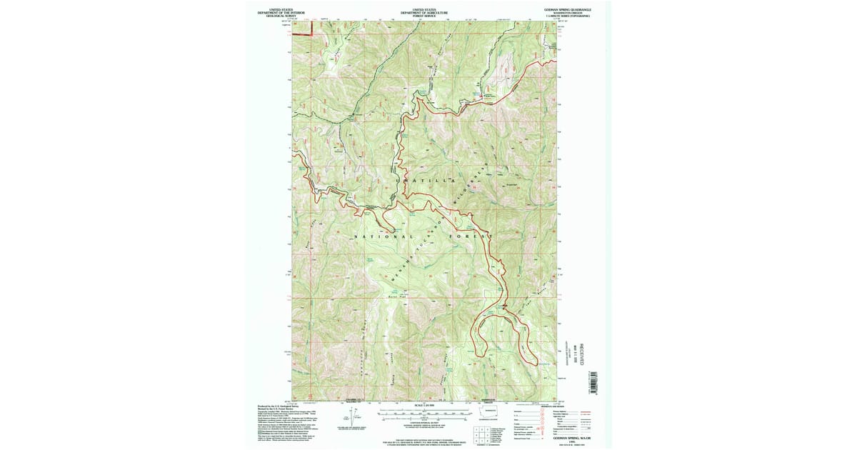 1995 Map of Godman Spring, Columbia County, WA — High-Res | Pastmaps