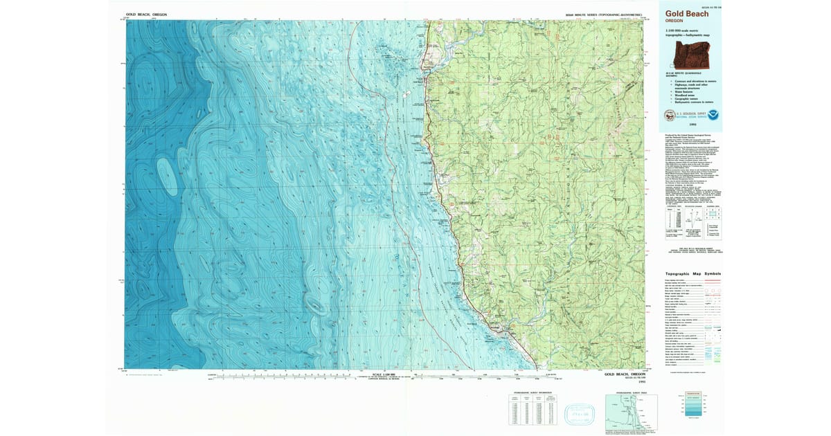 1993 Map of Gold Beach, OR — High-Res, 1993 Print #2 | Pastmaps