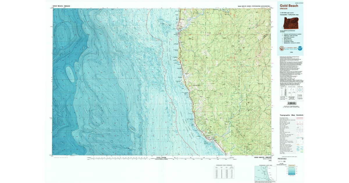 1993 Map of Gold Beach, OR — High-Res | Pastmaps