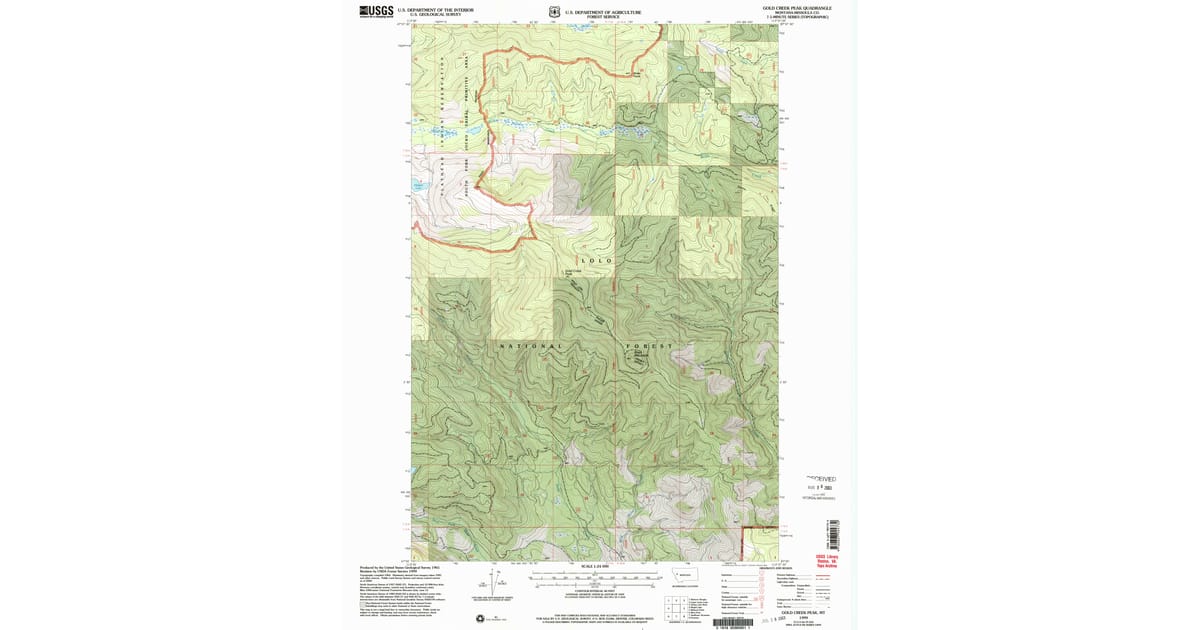 1999 Map of Gold Creek Peak, Missoula County, MT — High-Res | Pastmaps