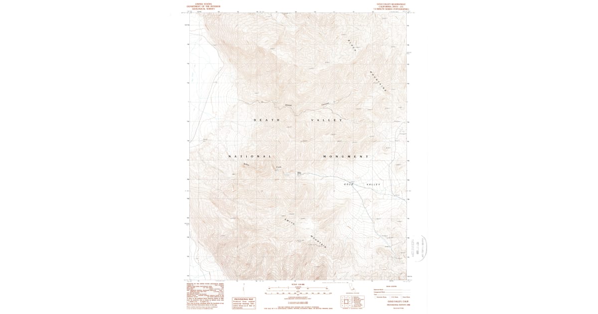 1988 Map of Gold Valley, Inyo County, CA — High-Res | Pastmaps