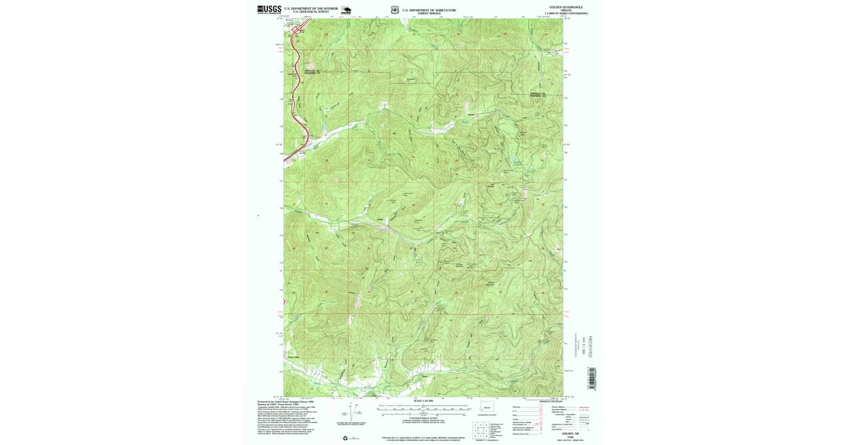 1996 Map of Golden, Josephine County, OR — High-Res | Pastmaps