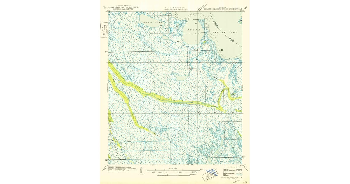 1950 Map of Golden Meadow Farms, Lafourche Parish, LA — High-Res | Pastmaps