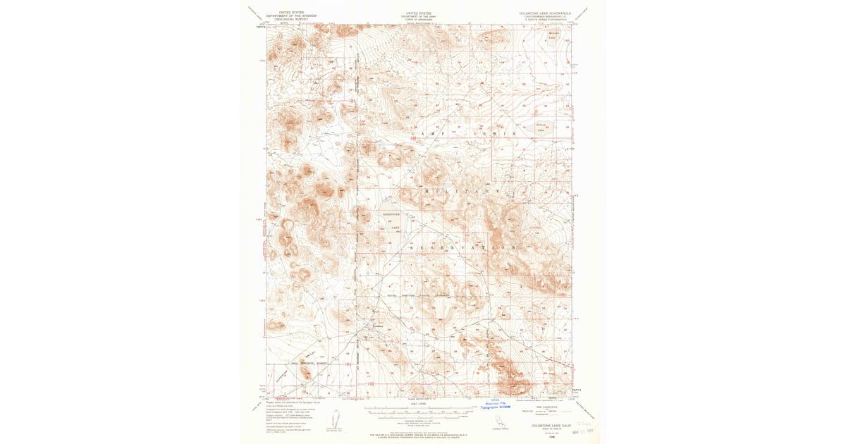 1948 Map of Goldstone Lake, San Bernardino County, CA — High-Res | Pastmaps
