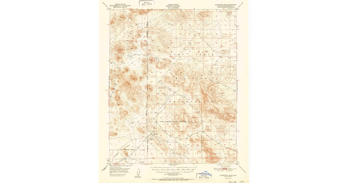 1951 Map of Goldstone Lake, San Bernardino County, CA — High-Res | Pastmaps