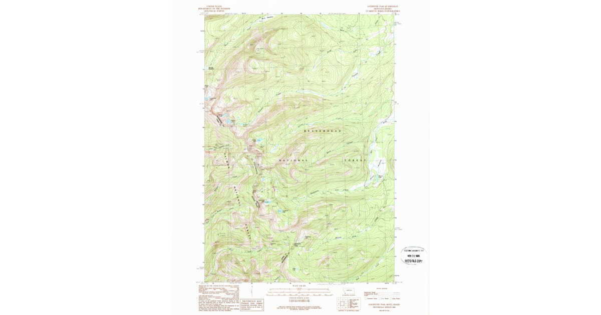 1989 Map of Goldstone Pass, Beaverhead County, MT — High-Res | Pastmaps