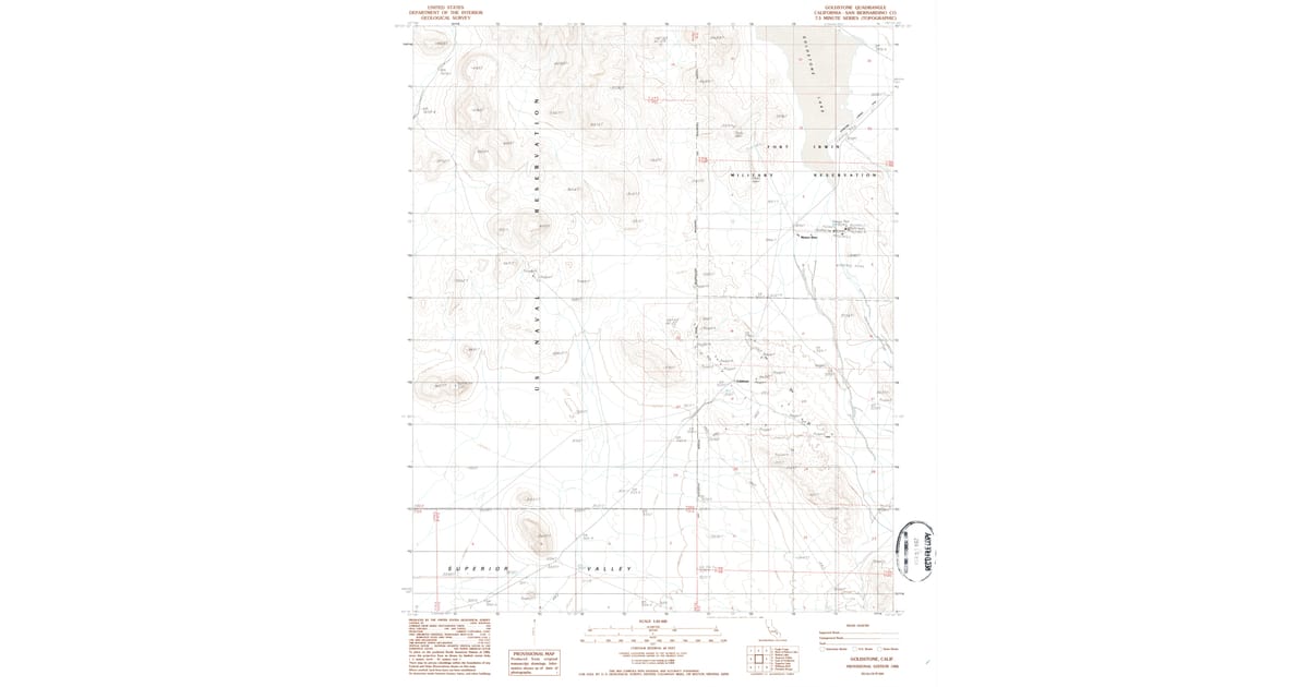 1986 Map of Goldstone, San Bernardino County, CA — High-Res, 1988 Print ...
