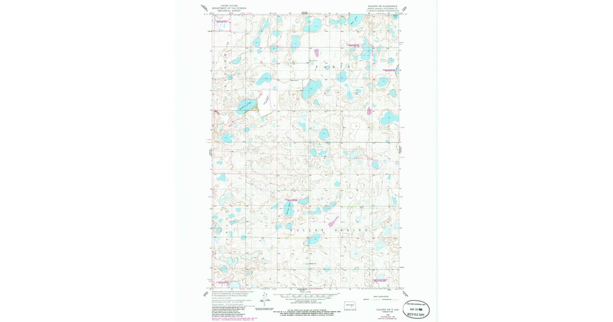 1958 Map of Goldwin SW, Stutsman County, ND — High-Res, 1986 Print ...