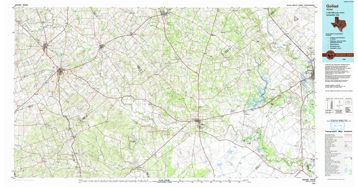 1985 Map of Goliad, TX — High-Res | Pastmaps