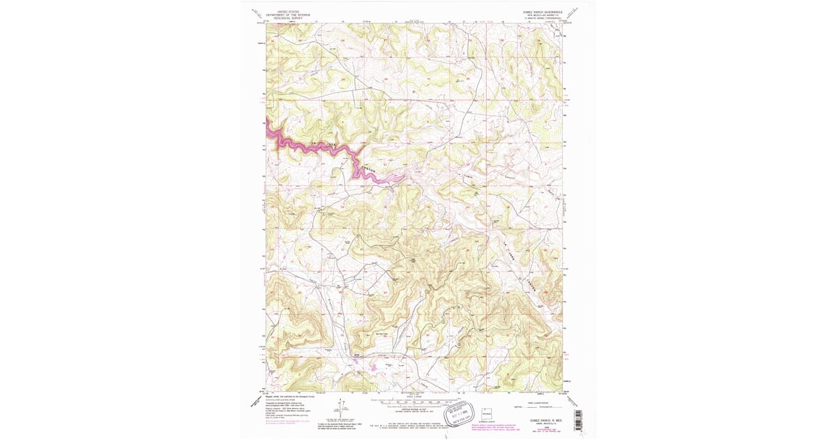 1954 Map of Gomez Ranch, Rio Arriba County, NM — High-Res, 1983 Print ...