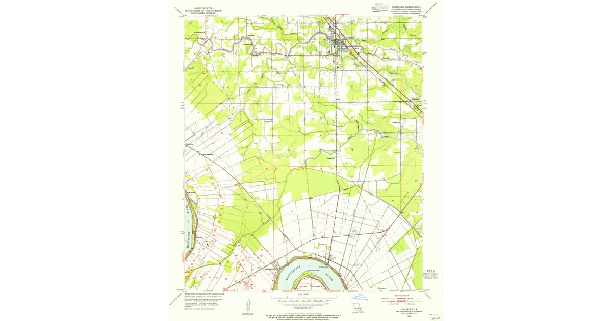 1953 Map of Gonzales, LA — High-Res | Pastmaps