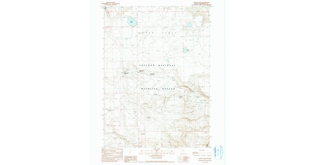 1990 Map of Gooch Lake, Humboldt County, NV — High-Res | Pastmaps