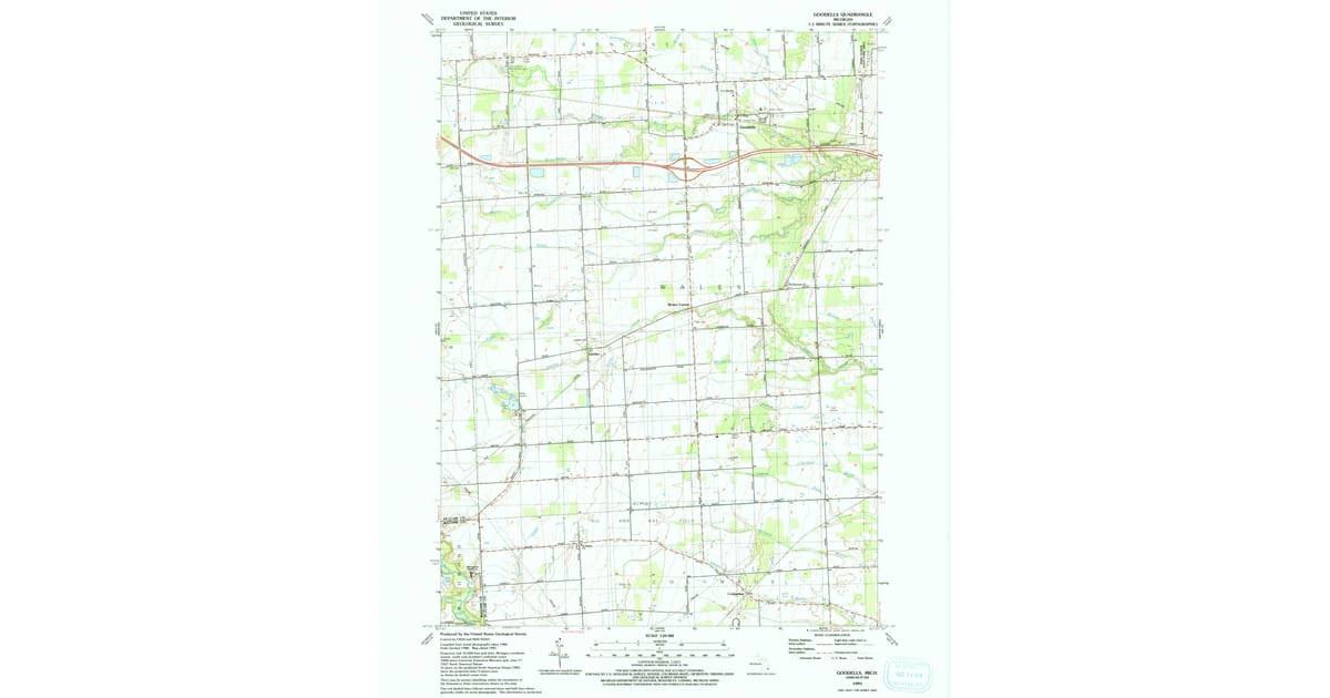 1991 Map of Goodells, St. Clair County, MI — High-Res | Pastmaps