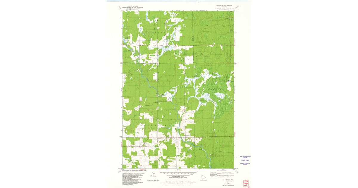 1980 Map of Goodrich, Taylor County, WI — High-Res | Pastmaps