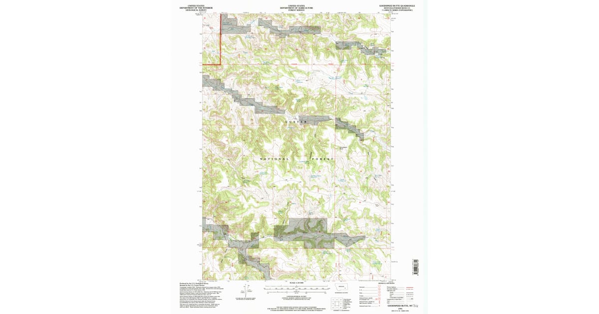 1995 Map of Goodspeed Butte, Powder River County, MT — High-Res | Pastmaps