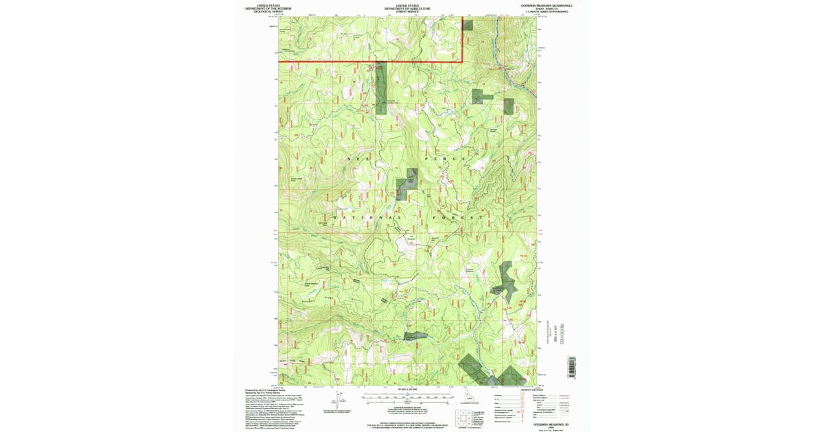 1995 Map of Goodwin Meadows, Idaho County, ID — High-Res | Pastmaps