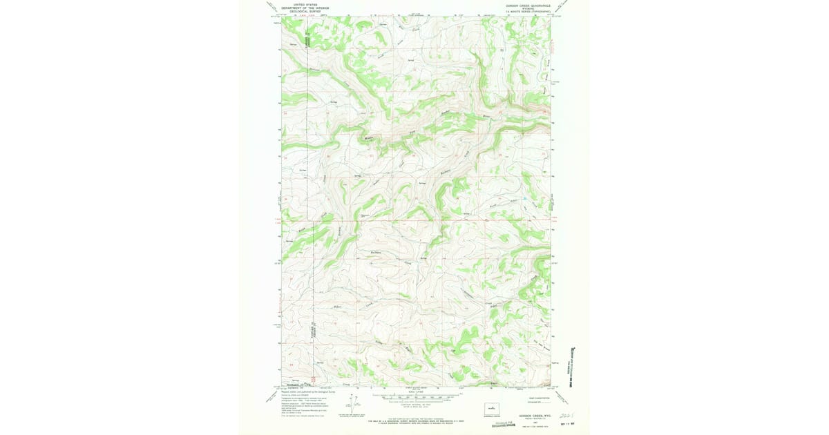 1967 Map of Gordon Creek, Johnson County, WY — High-Res | Pastmaps