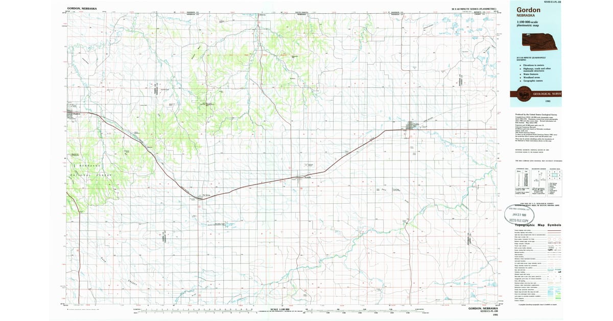 1985 Map of Gordon, NE — High-Res | Pastmaps