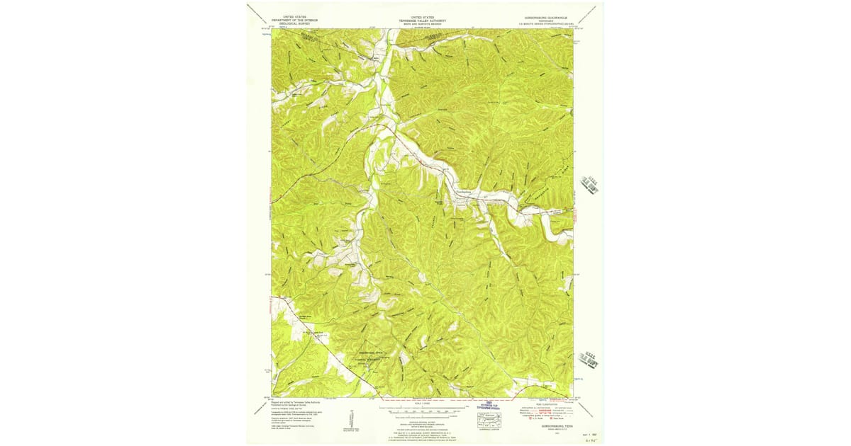 1951 Map of Gordonsburg, Lewis County, TN — High-Res | Pastmaps