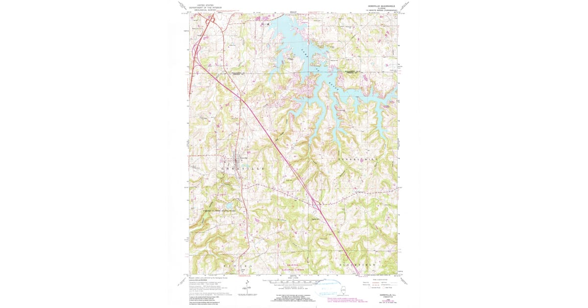 1966 Map of Goreville, IL — High-Res, 1990 Print | Pastmaps