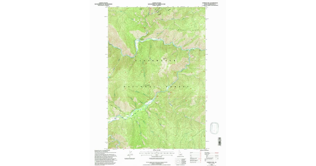 1994 Map of Gorman Hill, Clearwater County, ID — High-Res | Pastmaps