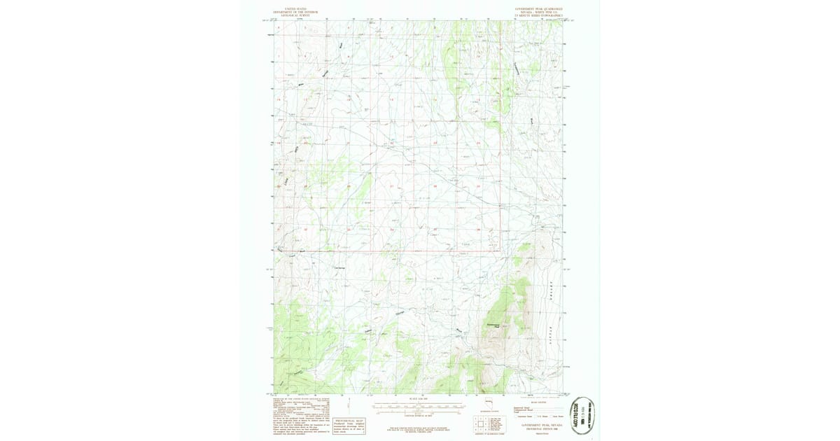 1986 Map of Government Peak, White Pine County, NV — High-Res | Pastmaps