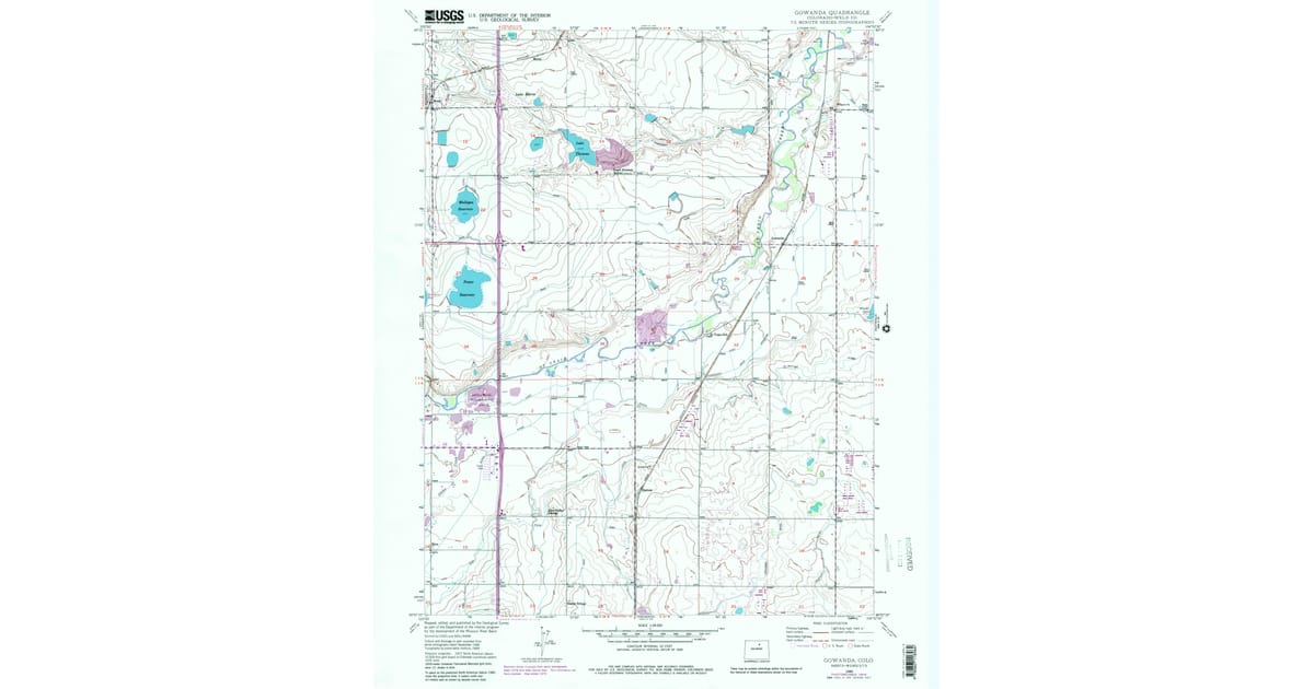 1949 Map of Gowanda, Weld County, CO — High-Res, 1983 Print | Pastmaps