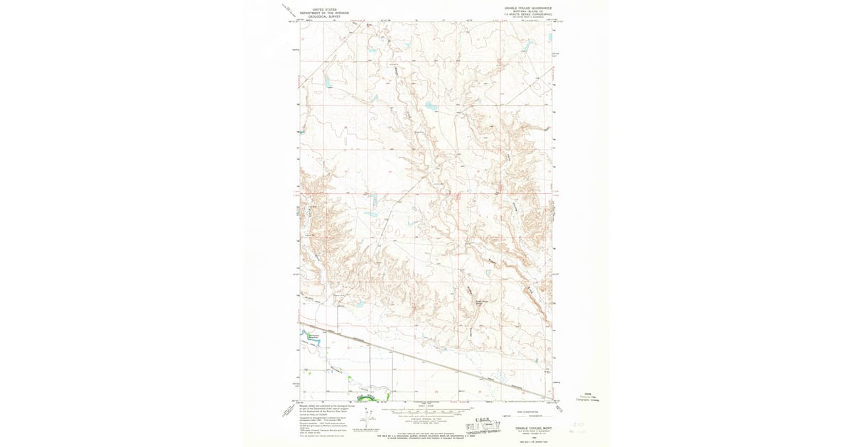 1964 Map of Grable Coulee, Blaine County, MT — High-Res | Pastmaps