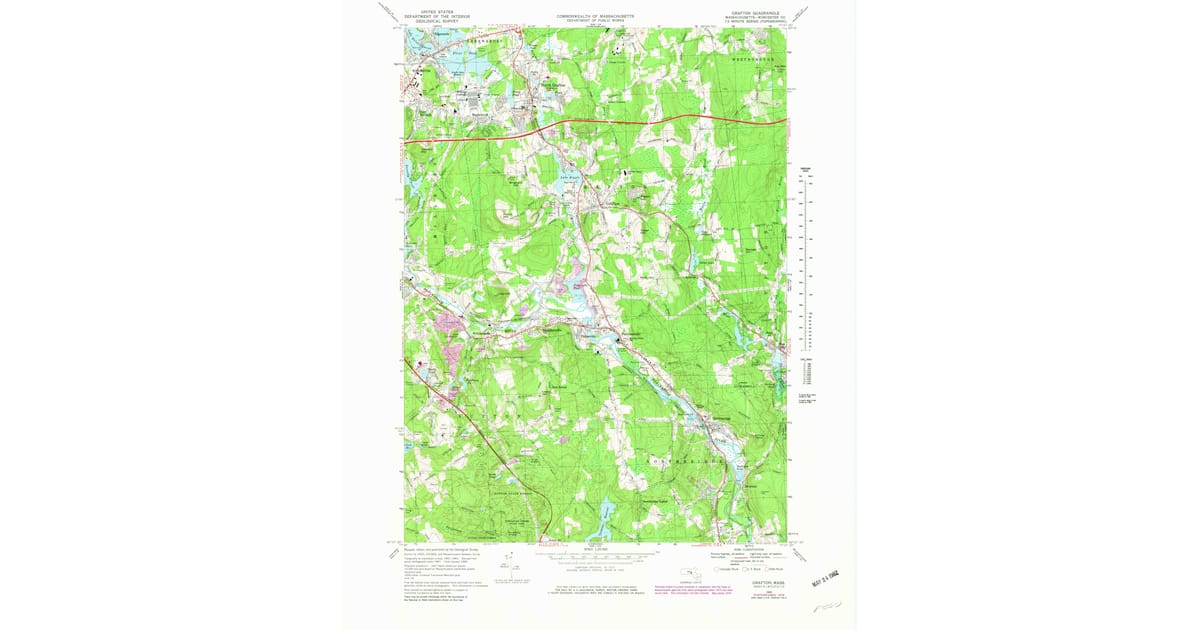 1969 Map of Grafton, Worcester County, MA — High-Res, 1979 Print | Pastmaps