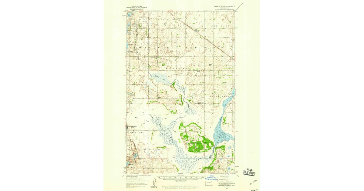 1950 Map of Grahams Island, Benson County, ND — High-Res | Pastmaps