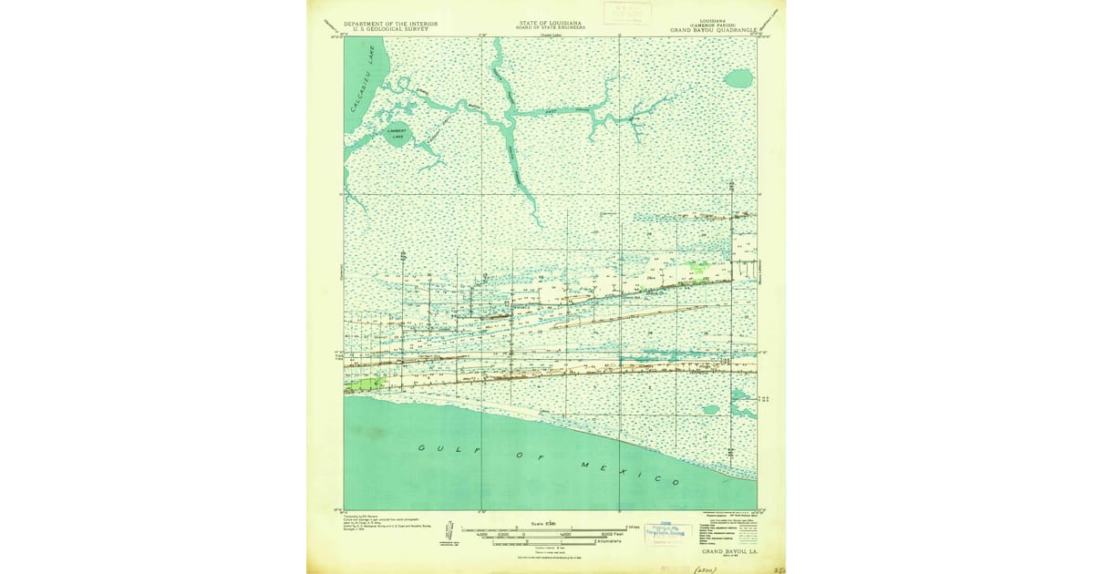 1935 Map of Grand Bayou, Cameron Parish, LA — High-Res | Pastmaps