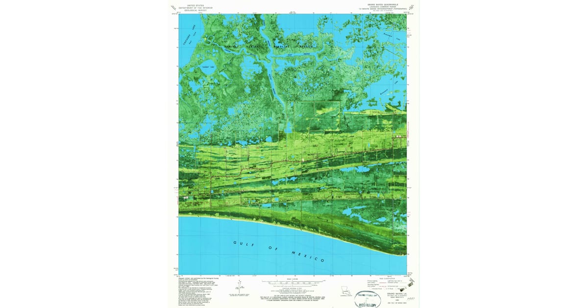1982 Map of Grand Bayou, Cameron Parish, LA — High-Res | Pastmaps