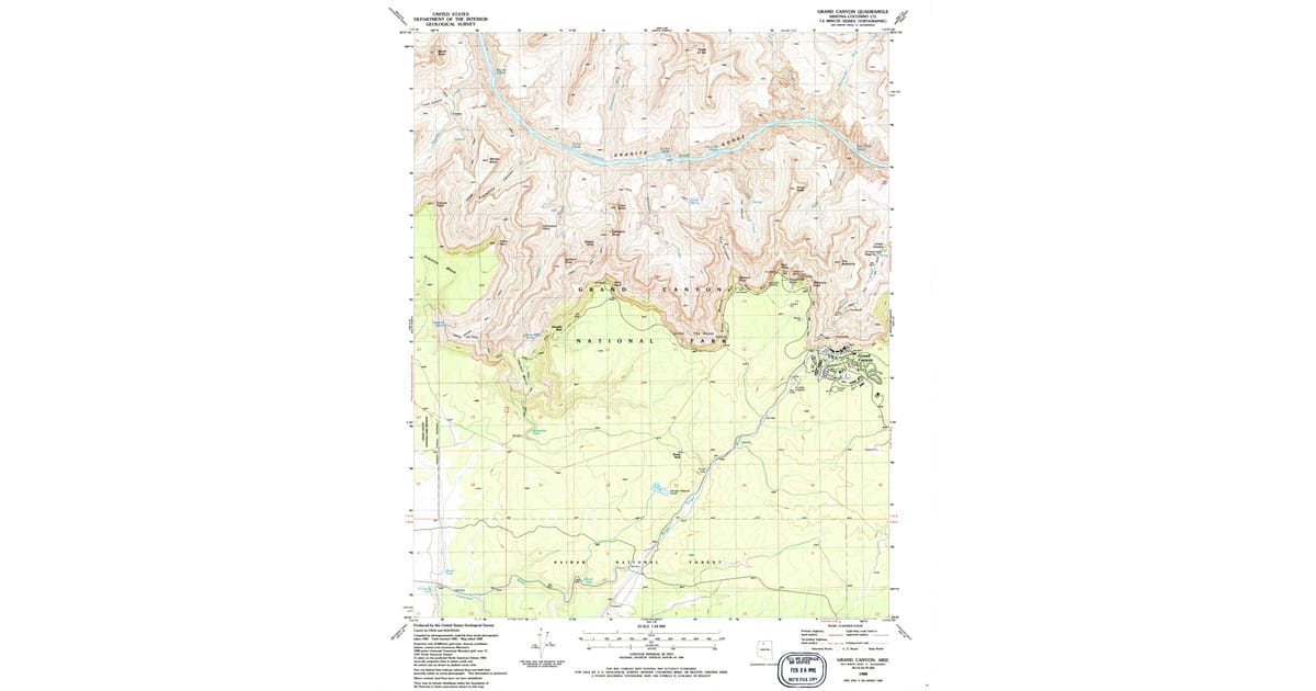 1988 Map of Grand Canyon, Coconino County, AZ — High-Res | Pastmaps
