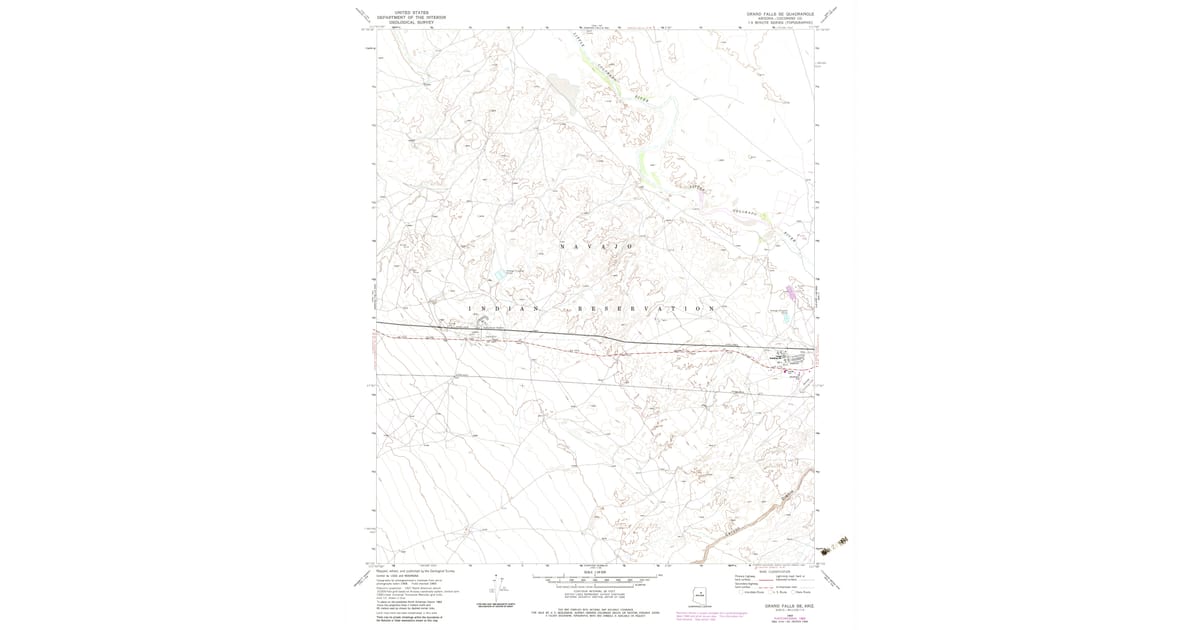 1969 Map of Grand Falls SE, Coconino County, AZ — High-Res, 1983 Print ...