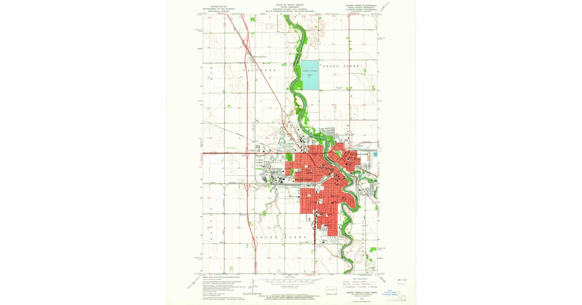1963 Map of Grand Forks, ND — High-Res | Pastmaps